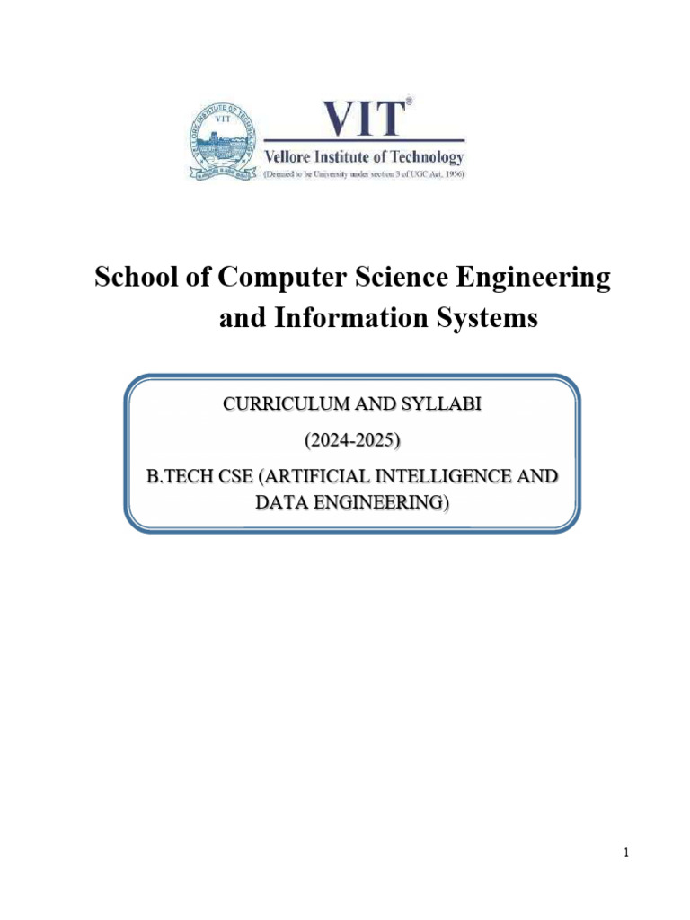 B.tech Artificial Intelligence and Data Engineering Curriculum 2024 ...