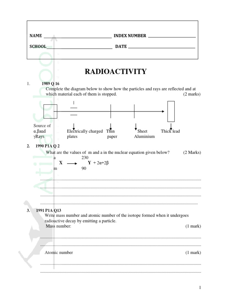 Radioactivity Questions and Answers | PDF | Radioactive Decay | Isotope