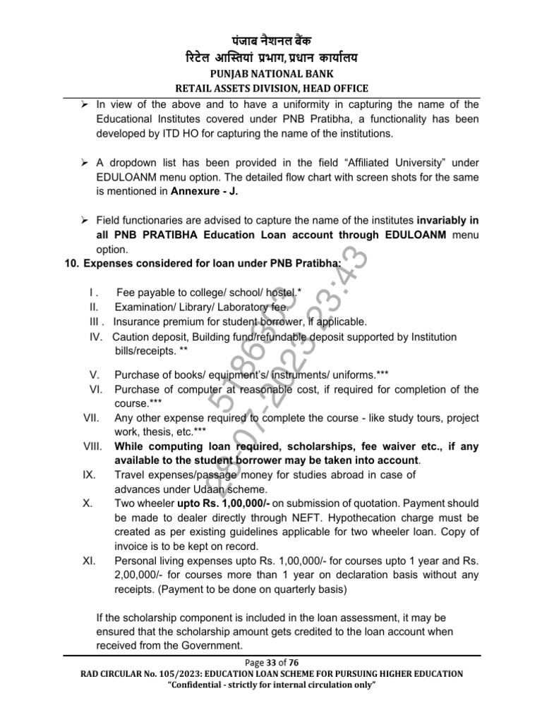 Expenses Considered For Loan Under PNB Pratibha | PDF | Expense | Loans