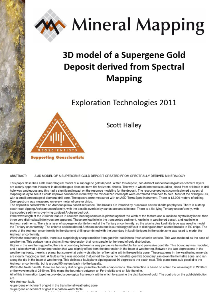 3D-Supergene-Gold-Model Derived From Spectral Mapping. Halley, 2011 ...