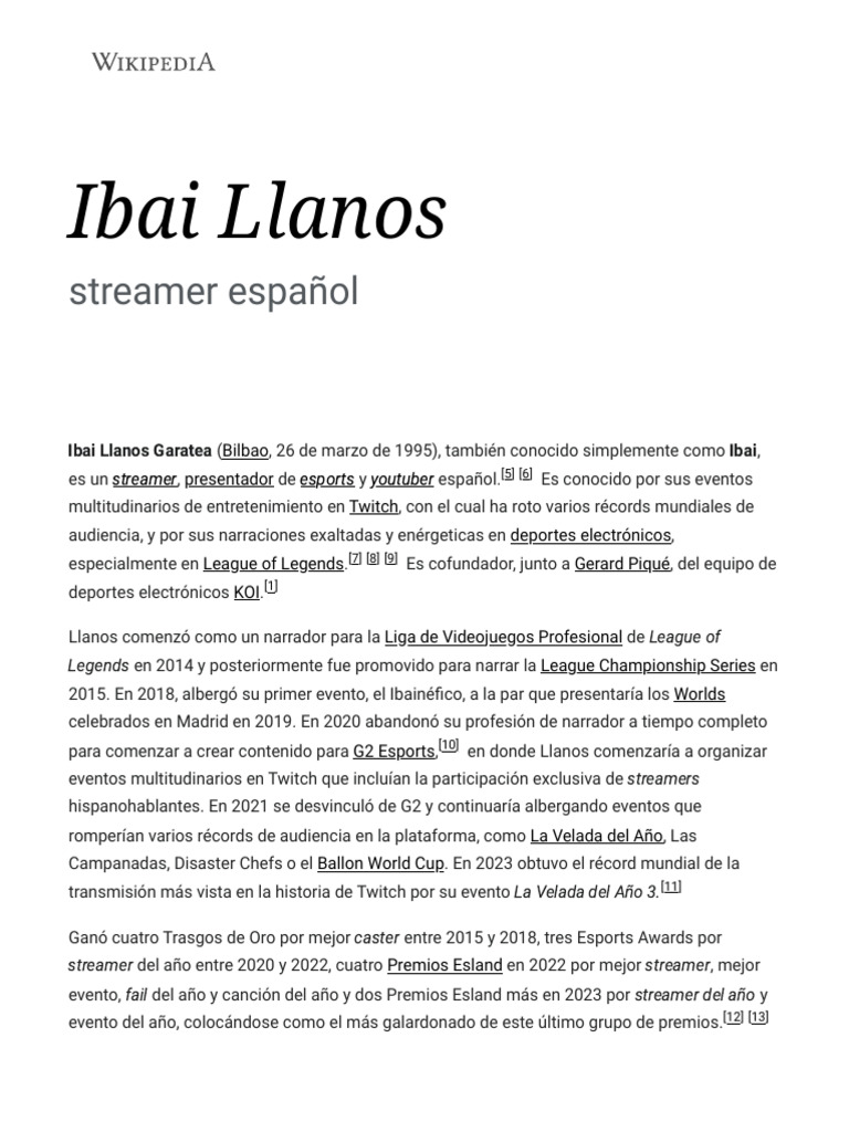 Ibai Llanos - Wikipedia, La Enciclopedia Libre | PDF