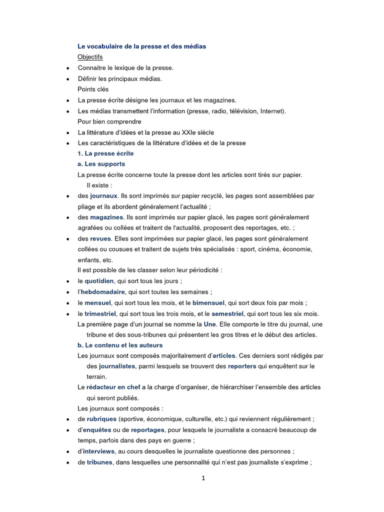 Lexique de la presse et des médias | PDF | Journaux | Média (Communication)