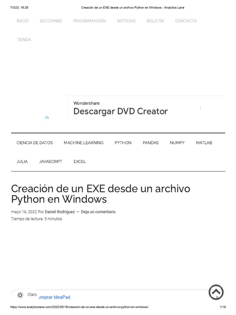Creación de Un EXE Desde Un Archivo Python en Windows - Analytics Lane ...