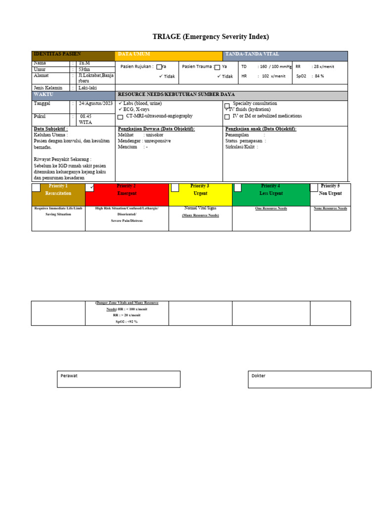 Triage Pasien Konvulsi dan Sesak Napas | PDF