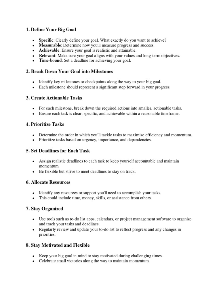 To Do List To Achieve Your Goals! | PDF | Goal | Time Management