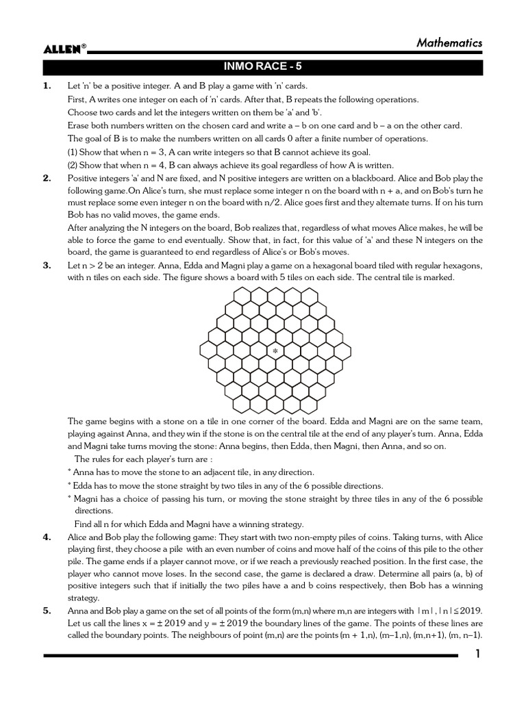 INMO Race -5 | Download Free PDF | Mathematical Concepts | Mathematics