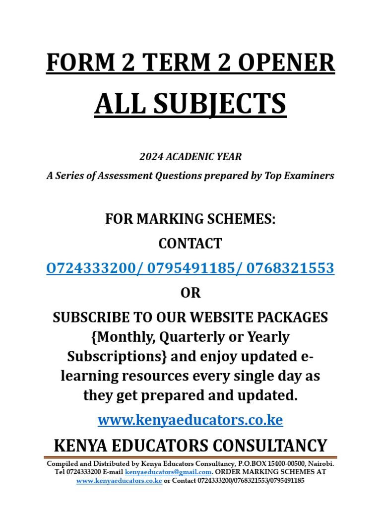 f2 Term 2 Opener Exams 2024 | PDF | Sodium Bicarbonate | Chemistry