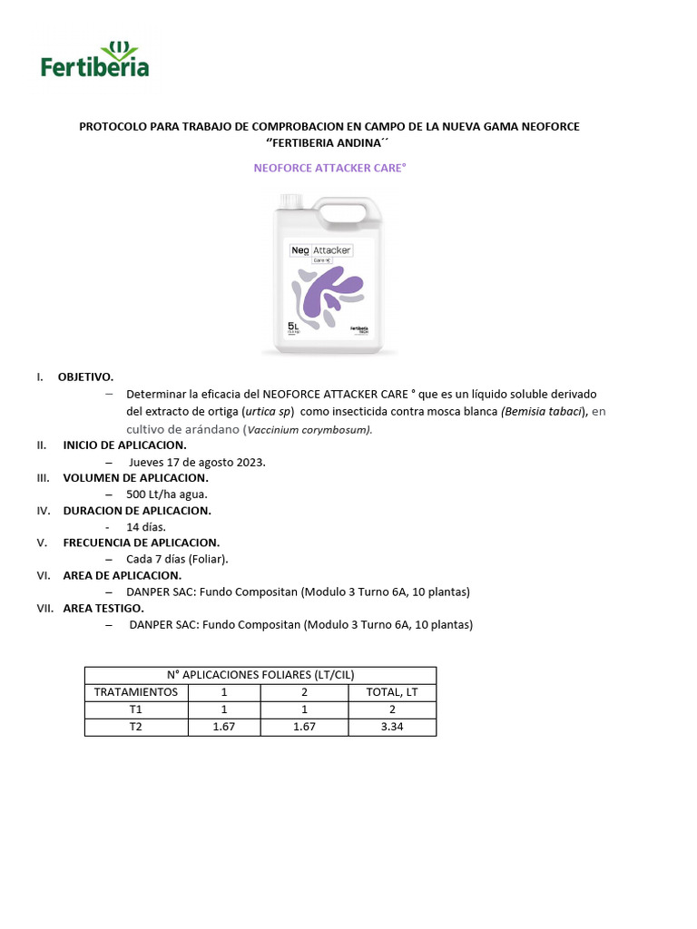 Eficacia de Neoforce en Arándanos | PDF