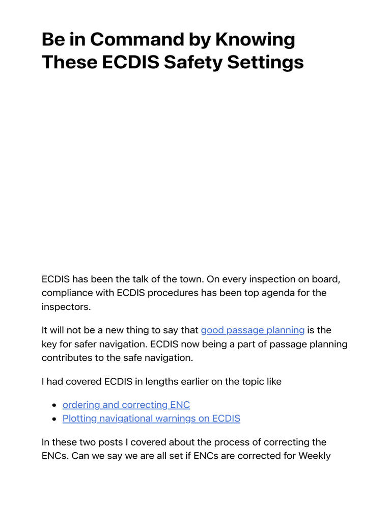 Be in Command by Knowing These ECDIS Safety Settings - MySeaTime | PDF | Area