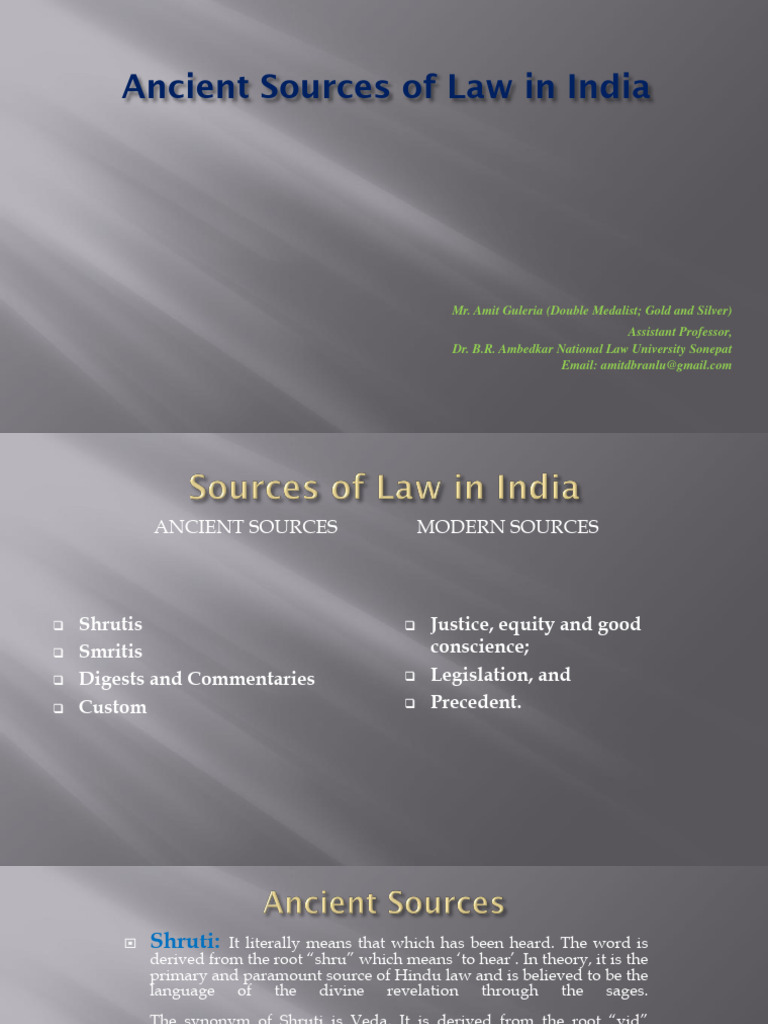 Ancient Sources of Law in India | PDF | Vedas | Religious Texts