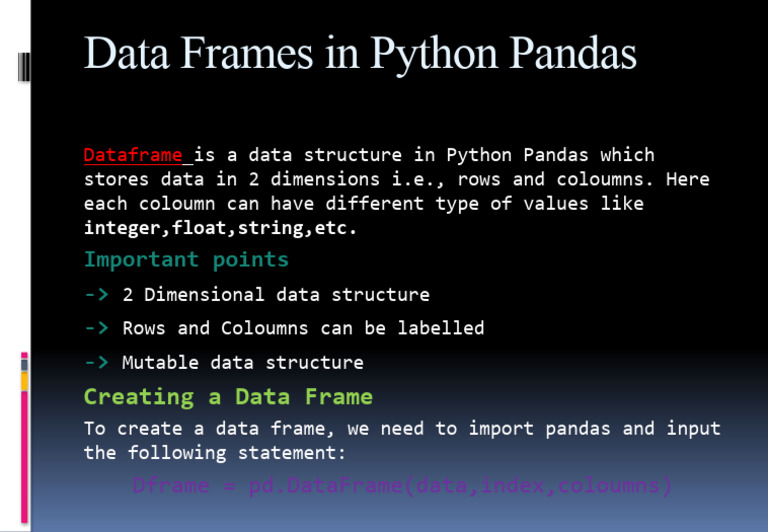 Python Pandas DataFrame Guide | PDF