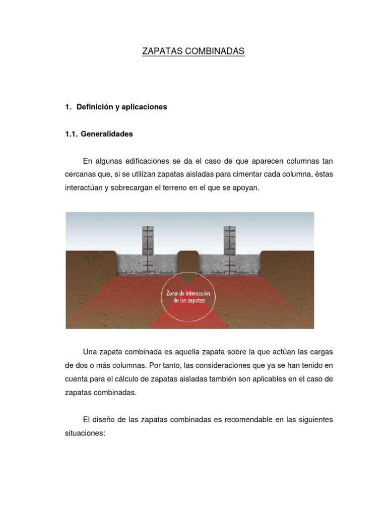 Diseño de Zapatas Combinadas | PDF | Fundación (Ingeniería) | Columna