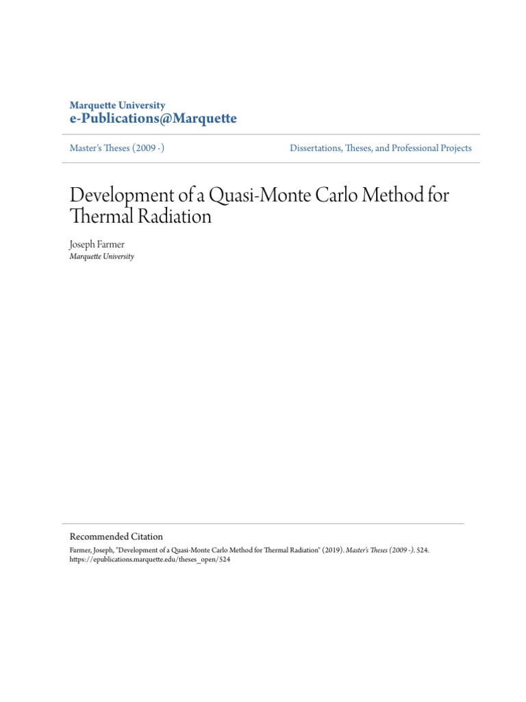 Development of A Quasi-Monte Carlo Method For Thermal Radiation | PDF ...