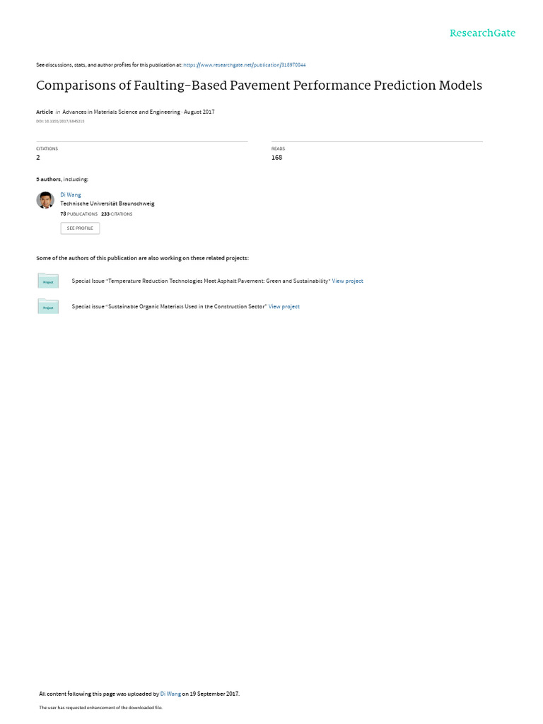 Comparisons of Faulting-Based Pavement Performance Prediction Models | PDF | Prediction ...