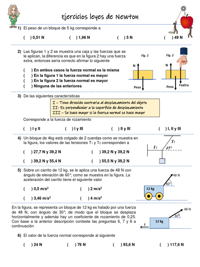 Ejercicios de Leyes de Newton y Fuerzas | PDF | Cantidades fisicas ...