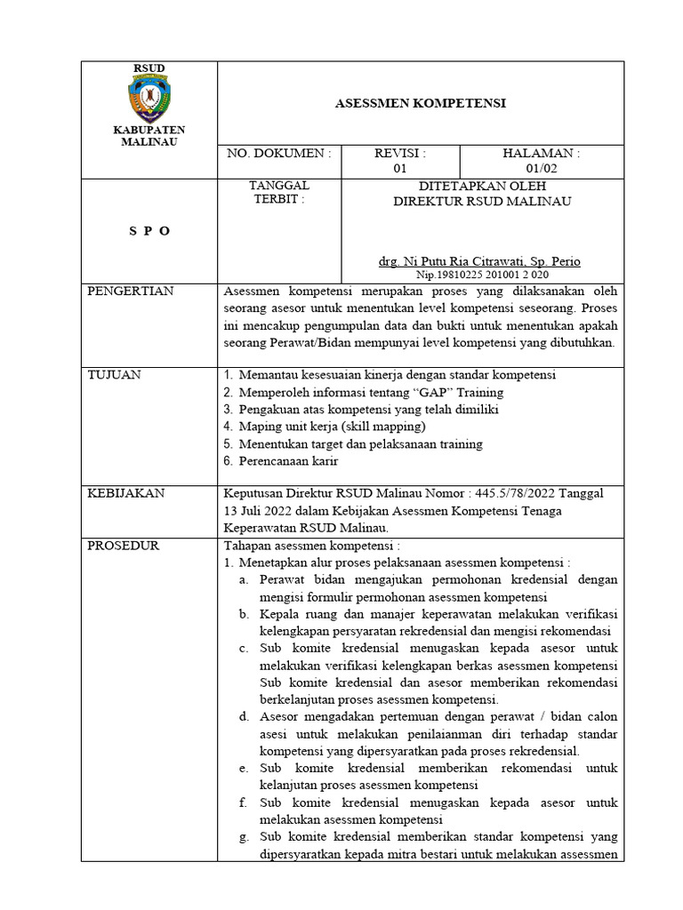 SPO Asessmen Kompetensi | PDF