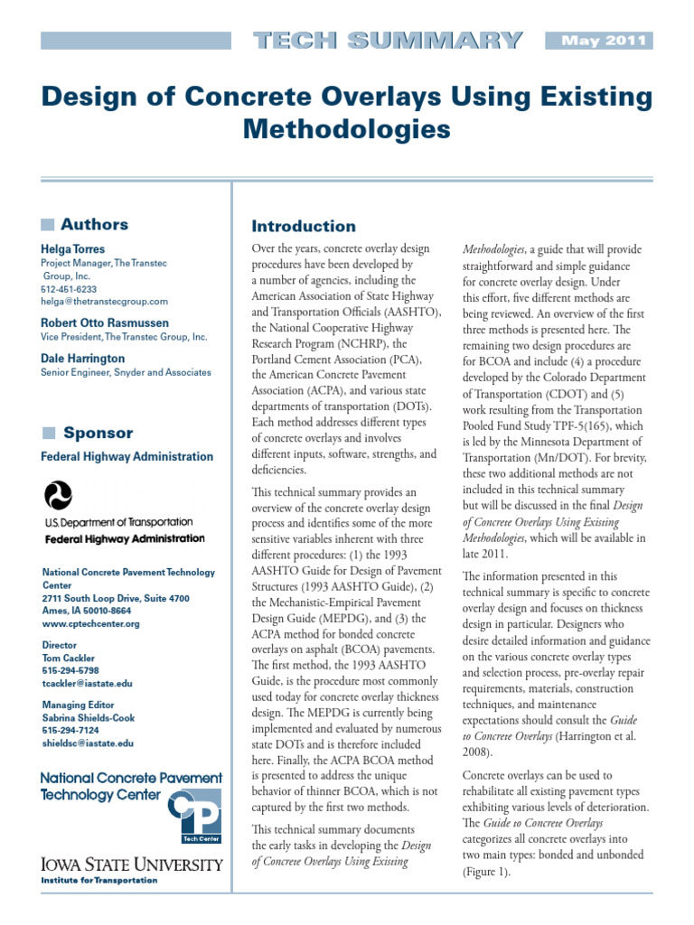TORRES 2012 concrete-overlays-tech-summary | Download Free PDF | Road Surface | Concrete