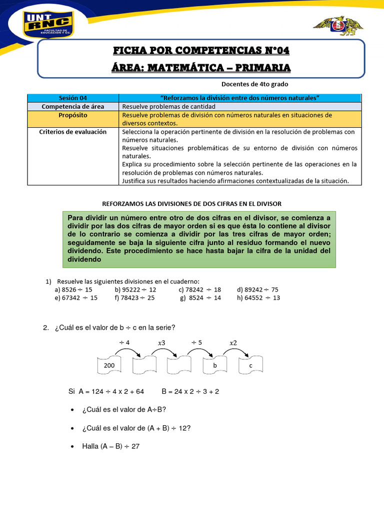 Reforzamos Divisiones en 4to Grado | PDF | División (Matemáticas)