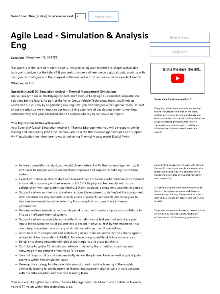 Agile Lead - Simulation & Analysis Eng | PDF | Simulation | System Agile Lead - Simulation & Analysis Eng | PDF | Simulation | System