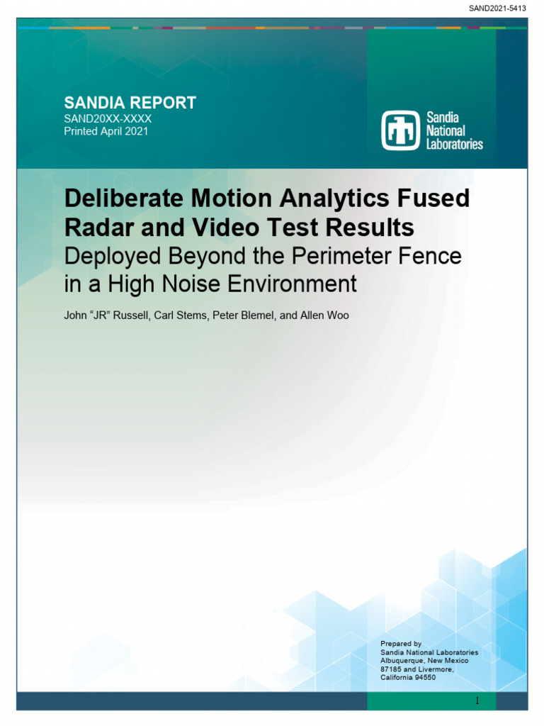 Deliberate Motion Analytics Fused Radar | PDF | Security Alarm | Radar