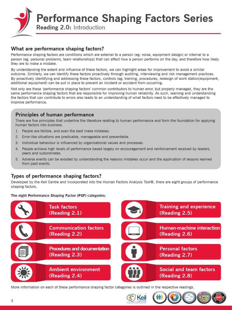 2-0 Performance Shaping Factors | PDF | Reliability Engineering | Cognitive Science