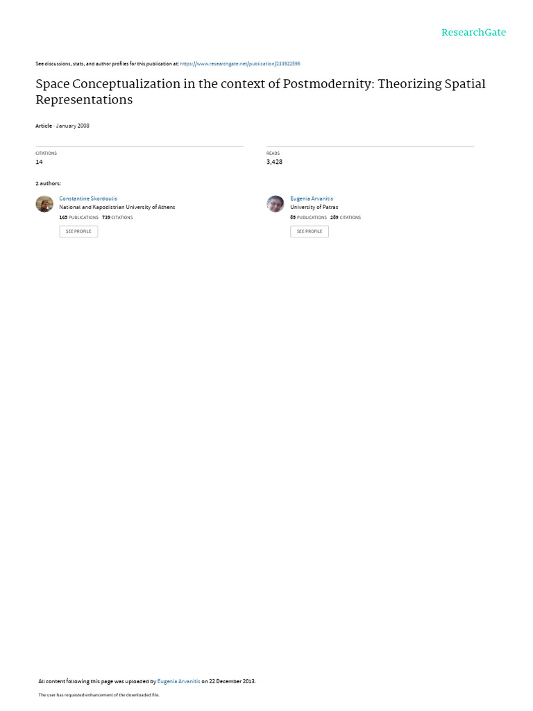 Space Conceptualization in The Context of Postmodernity: Theorizing Spatial Representations ...