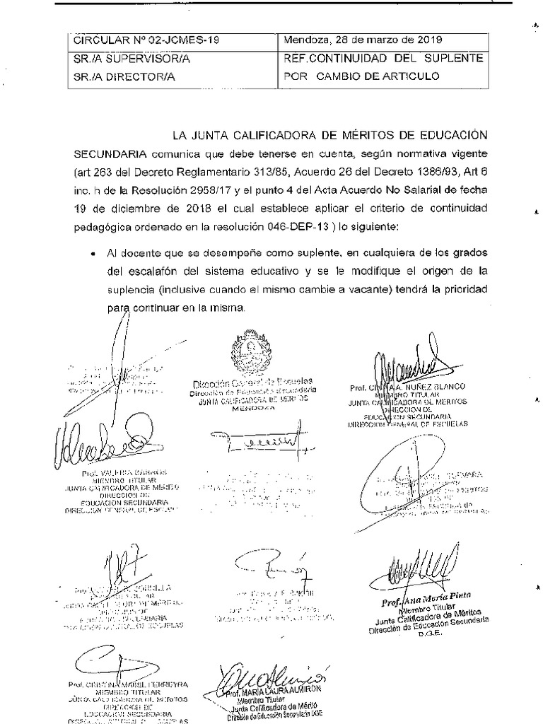 Continuidad Pedagógica - Circular-N°2-JCMS-2019 | PDF