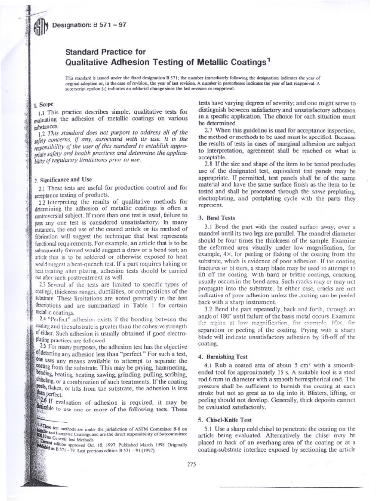 ASTM B571-97 Adhesion Testing | Download Free PDF | Physical Sciences ...
