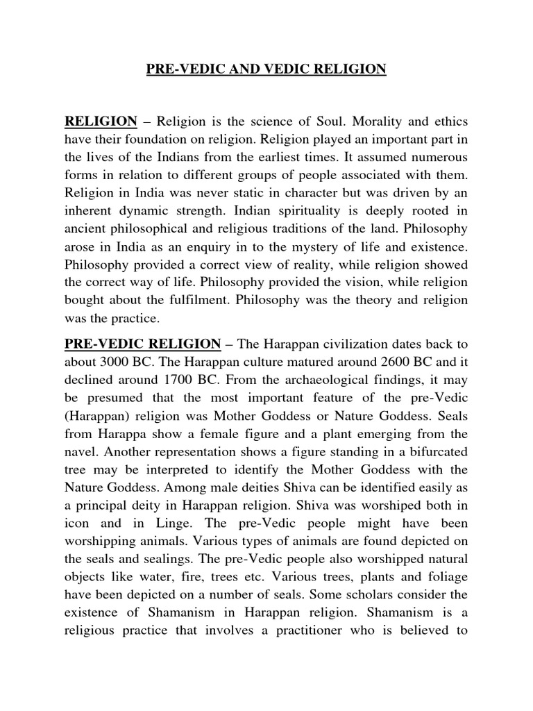(Unit-3) Prevedic Vedic Religion 14 Oct 21 | PDF | Vedanta | Brahman