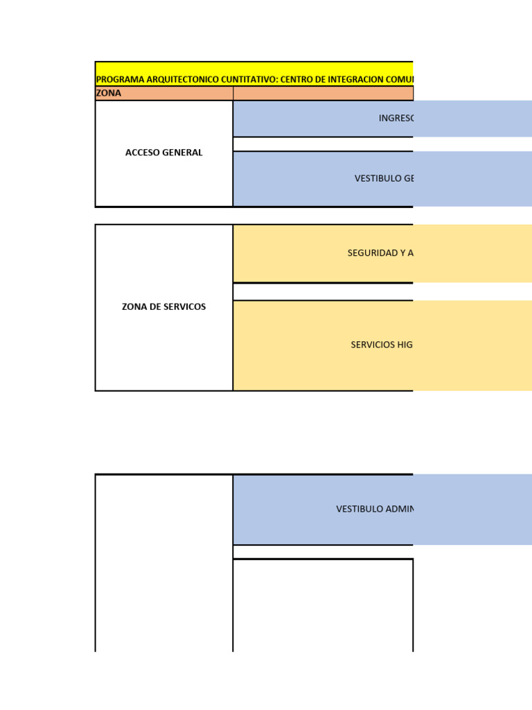 Programa Arquitectónico Centro Comunitario | PDF | Mueble