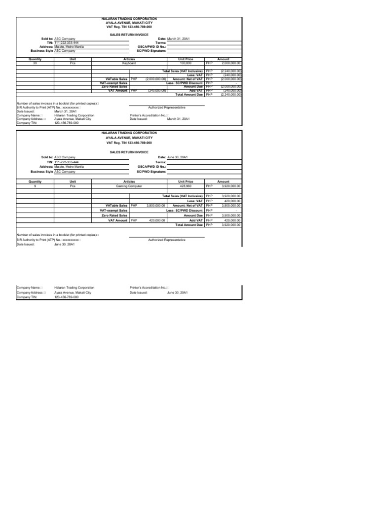 Sales Invoice Template | PDF | Value Added Tax | Makati