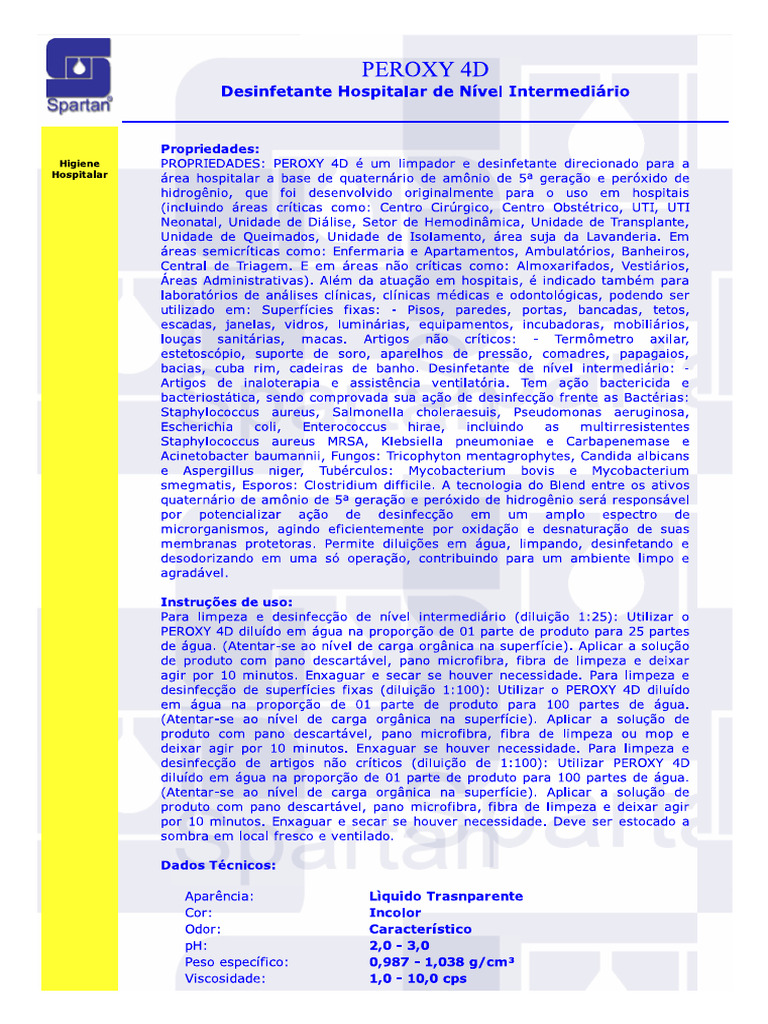 EXT-PEROXY-4D-001.r00 Ficha Tecnica - Peroxy 4D | PDF