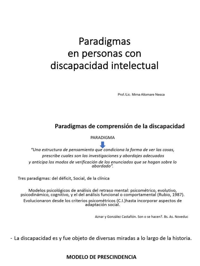 Paradigmas en PCDI | PDF | Invalidez | Discapacidad intelectual
