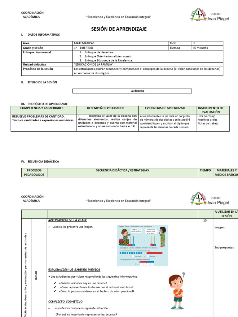SESIÓN DE APRENDIZAJE Matematica | PDF | Evaluación | Aprendizaje