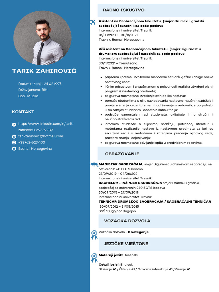 Blue Light Blue Color Blocks Flight Attendant CV | PDF