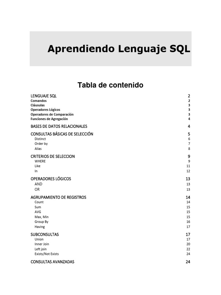 Aprendiendo Lenguaje SQL | PDF | SQL | Datos