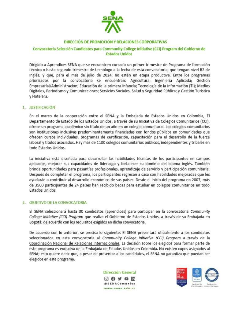 Convocatoria Cci | PDF