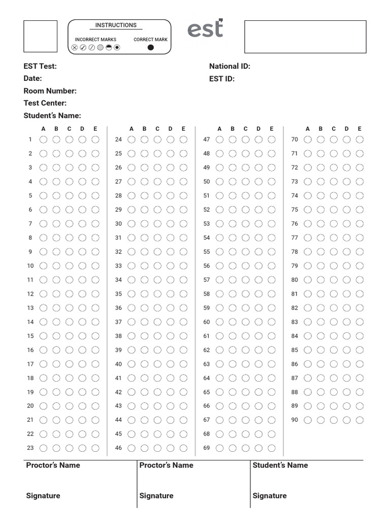 EST II Bubble Sheet - PDF Sample | PDF