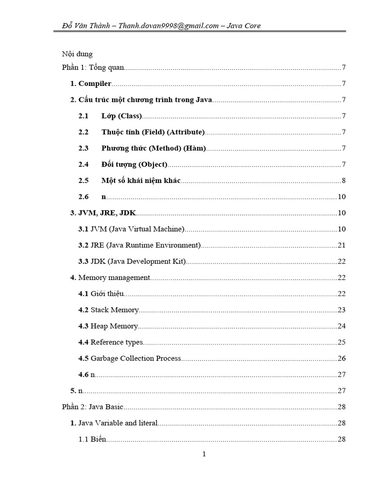 Phần 1 Java Core | PDF
