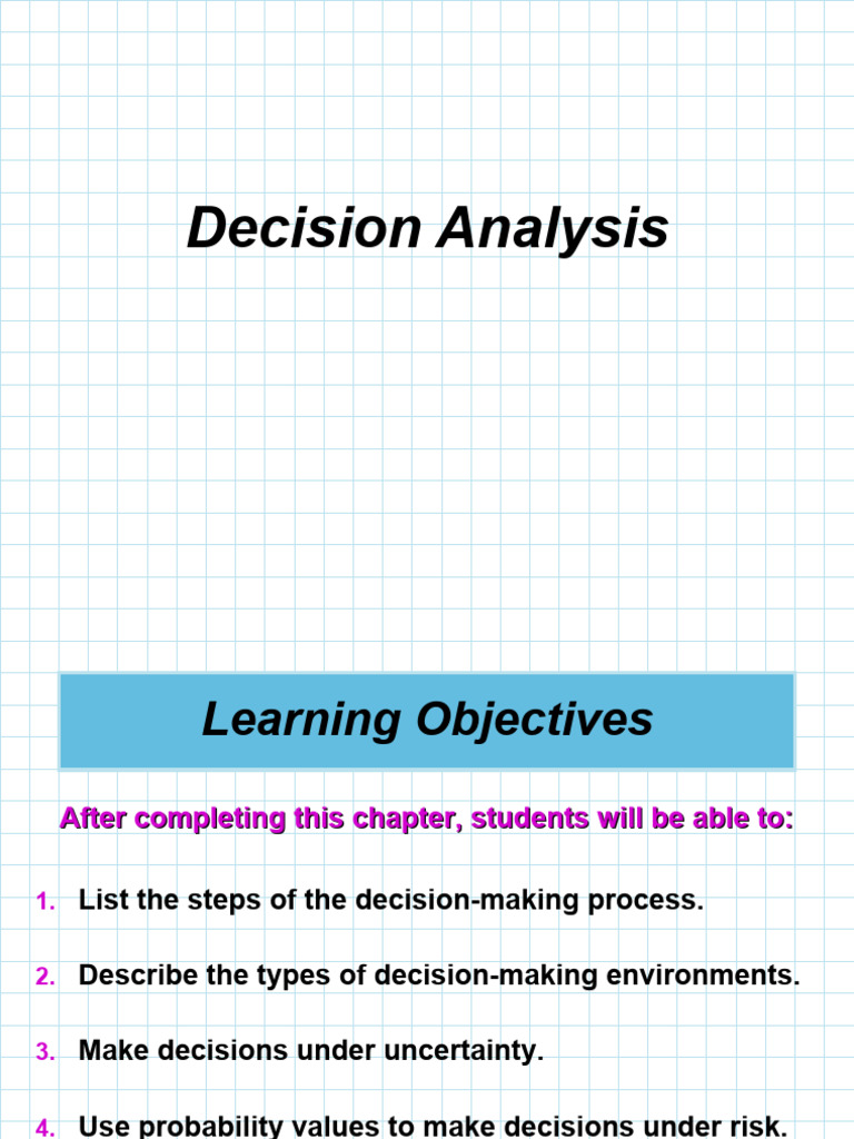 Lecture - 4 - Decision Analysis | PDF | Decision Making | Utility