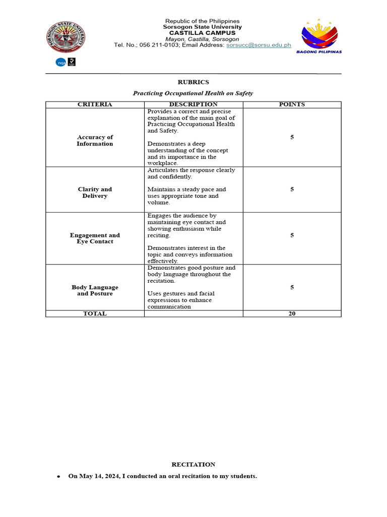 Rubric S | PDF | Personal Protective Equipment | Occupational Safety ...