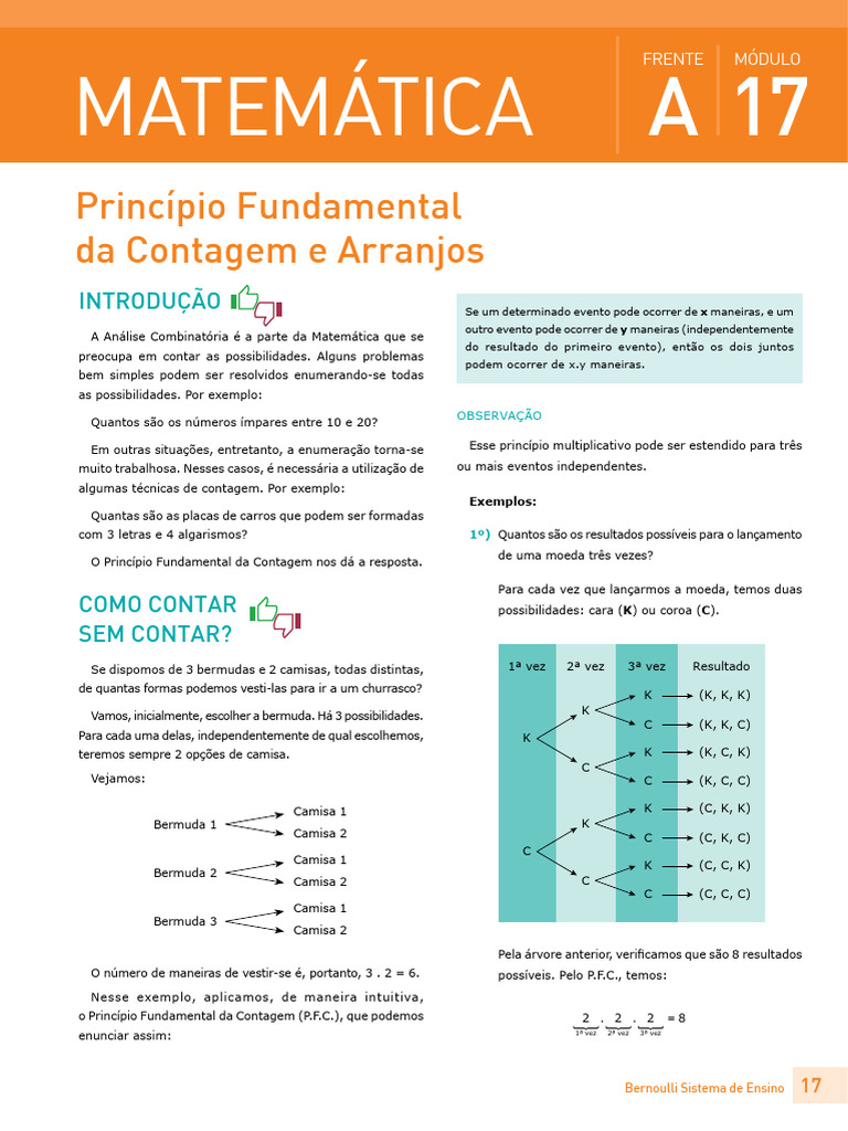 Princípio da Contagem e Arranjos Matemáticos | PDF | Matemática