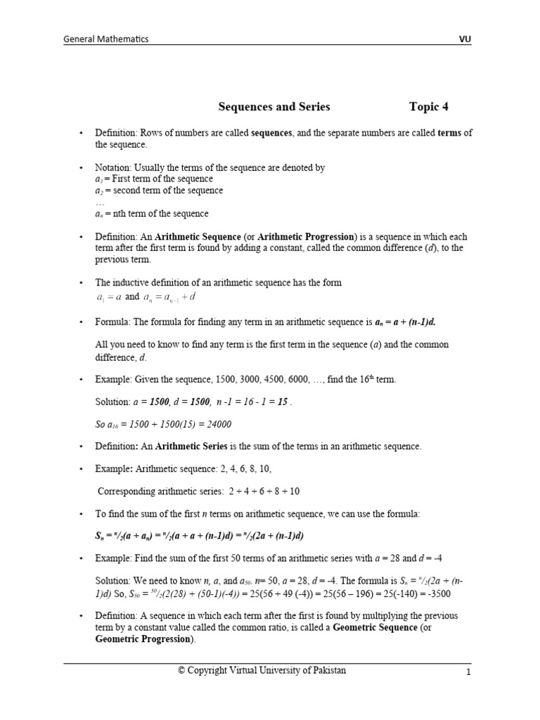 Topic-4 (4) | PDF | Sequence | Summation