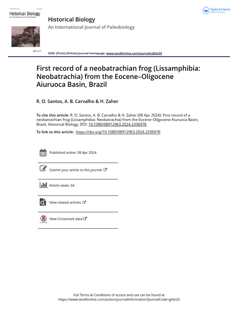 First record of a neobatrachian frog Lissamphibia Neobatrachia from the ...