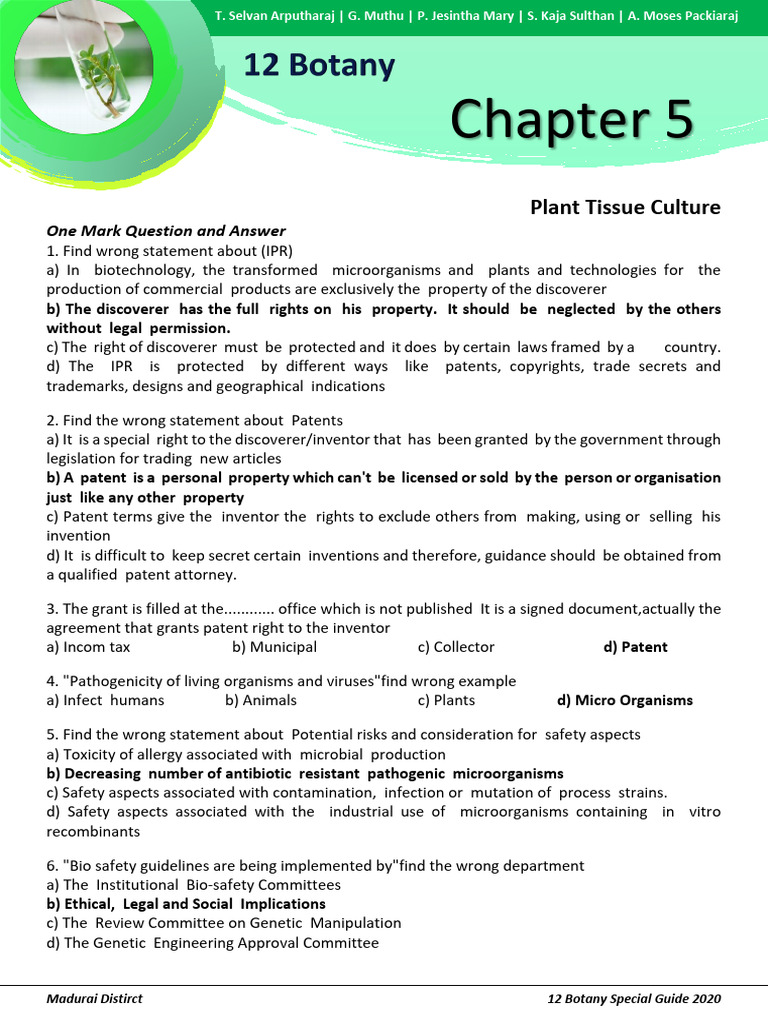 12 Botany EM Lesson 5 | PDF | Bioethics | Biotechnology