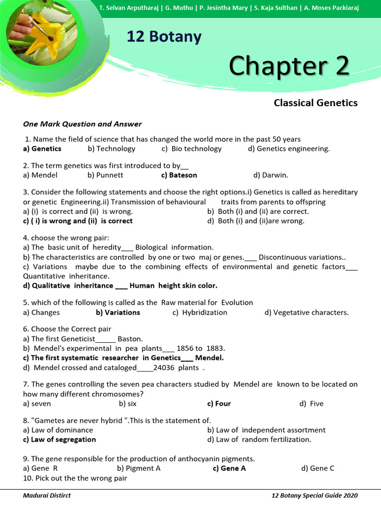12 Botany EM Lesson 2 | PDF | Dominance (Genetics) | Zygosity
