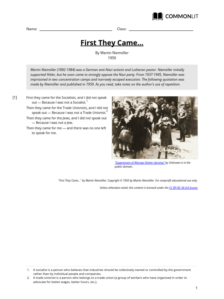 First - They - Came - Teacher Assignment 9th Grade | PDF | Nazi Germany ...