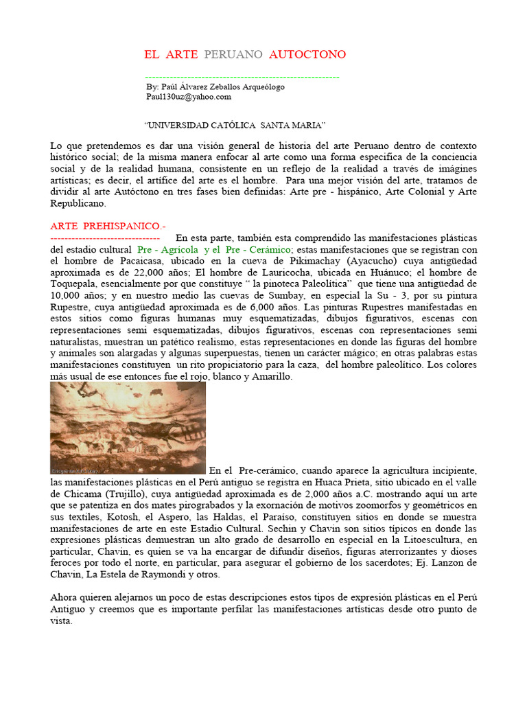 El Arte Peruano Autoctono | PDF | Ciencias sociales | Historia