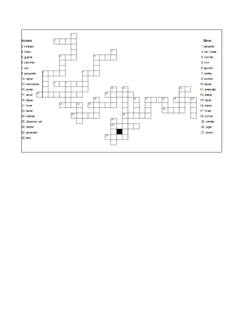 Crucigrama de Verbos | PDF