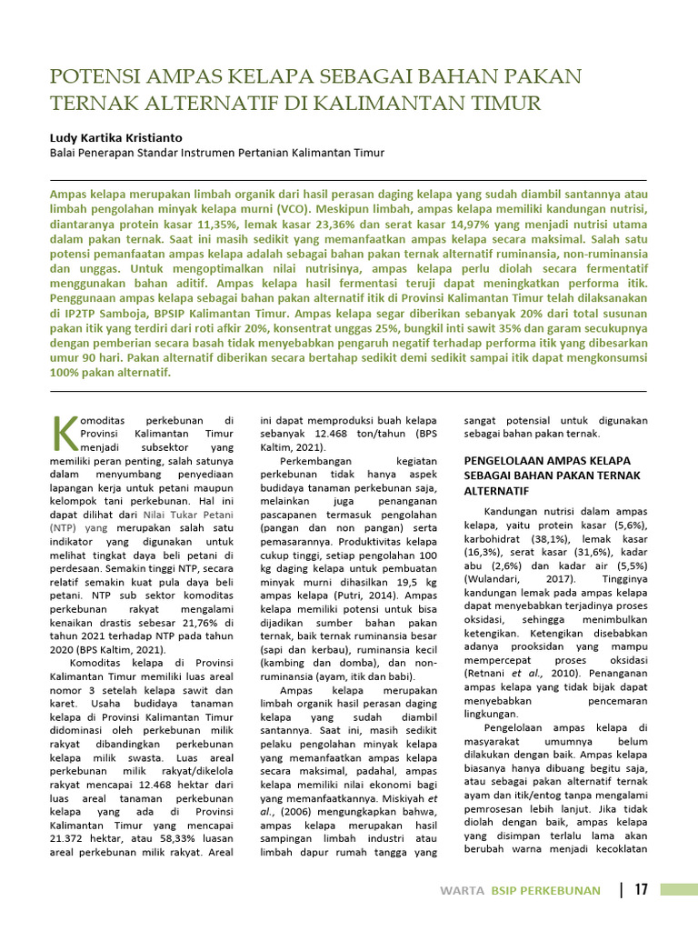 Ampas Kelapa Fermentasi untuk Pakan Ternak | PDF